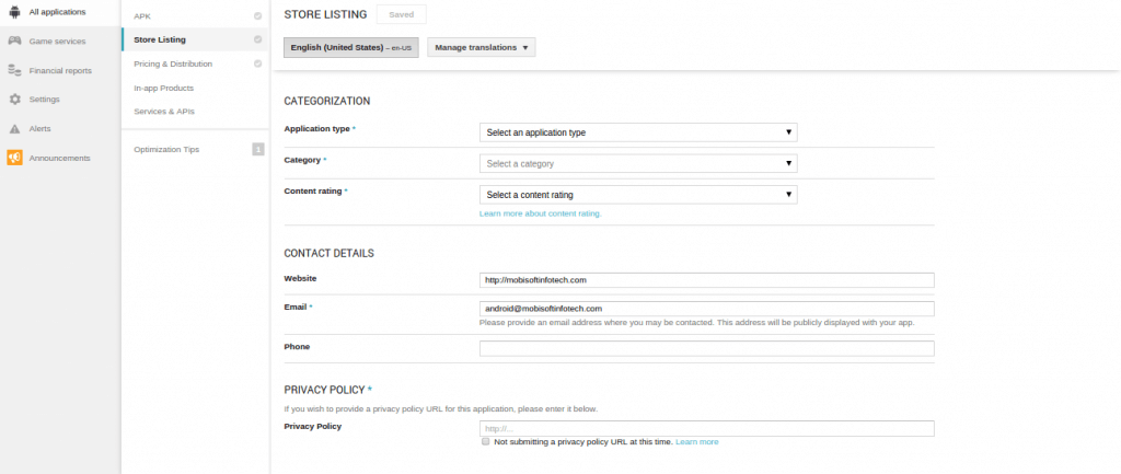 Playstore Android App Submission - Mobisoft